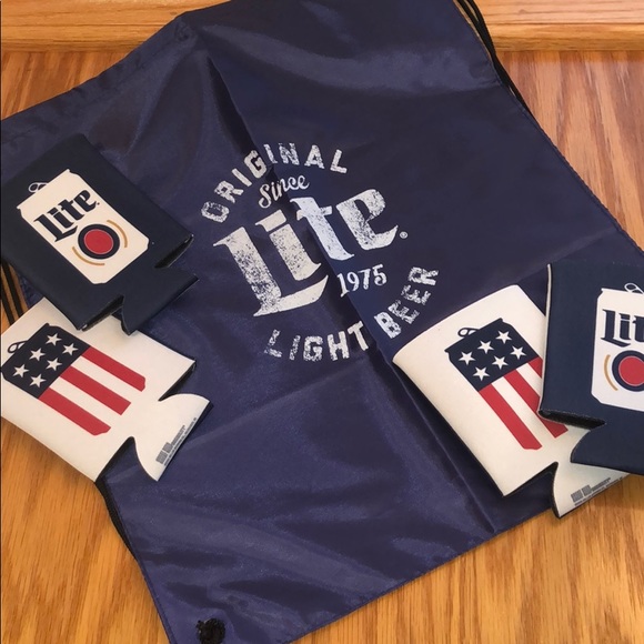 Miller Lite | Other | New 4 Miller Lite Flag Koozies W Backpack | Poshmark